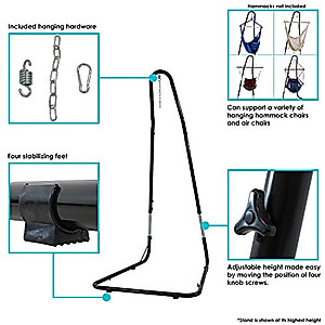 Sunnydaze Adjustable Hammock Chair Stand - 79-Inch to 93-Inch Tall Hanging Stand Only - Heavy-Duty 330-Pound Weight Capacity