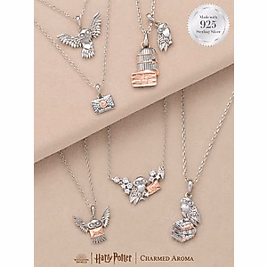 Charmed Aroma Harry Potter Hedwig Scented Candle and Jewelry Tray with Surprise Necklace Inside, 925 Sterling Silver, Jewelry Candle for Women, Home Décor | Collectible |Accessories Gift