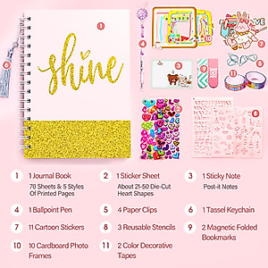 Arulis DIY Journal Kit, Gifts for Girls Age of 8 9 10 11 12 13 Years Old and Up, Girls Journal Set for Teen Decorate Her Planner/Organizer Birthday Gift Cute Art Crafts Scrapbook Stationary Kit