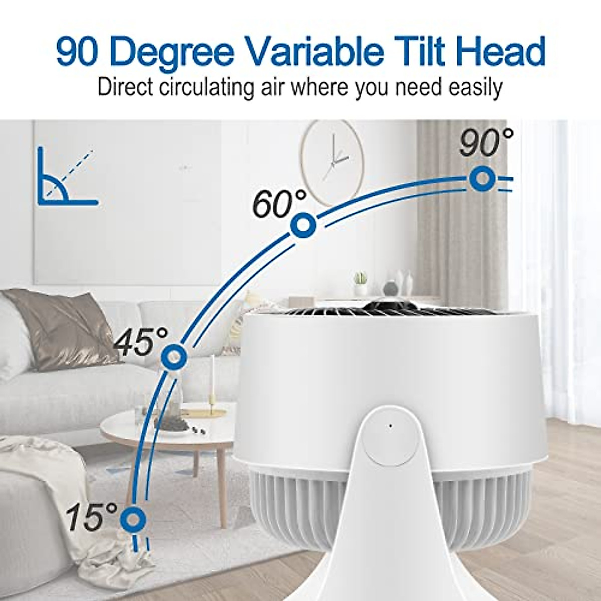 Tredy Air Circulator Fan,Small Quiet TurboForce Desk Fans with Base-Mounted Controls,3 Speed Cooling Fan,Floor Fan for Whole Room Home Bedroom Office-8 Inches