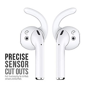 KeyBudz EarBuddyz 2.0 Ear Hooks and Covers Accessories Compatible with Apple AirPods or EarPods Headphones/Earphones/ Earbuds (3 Pairs) (Clear)