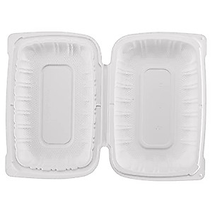 TIYA Clamshell Food Containers - White Bulk 200 Pack, 9x6in. - BPA Free Plastic To-Go Storage Containers - Microwavable Hinged Restaurant Takeout Tall Clamshells - Great for Meal Prep