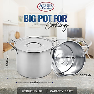 Alpine Cuisine AI14437-6 Aramco Stock Pot Stainless Steel, 6.5-Quart