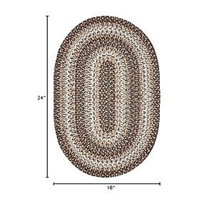 Homespice Wildwood Braided Bath Mat 16x24 Oval Braided Rug. Washable Indoor-Outdoor Entrance Rug, Kitchen Mat, Bathroom Rug, Pet Food Mat