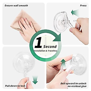 Goabroa Suction Cup Hooks, 6 Pack Clear 10 lbs Holding Suction Cup Dual Hooks Holder, Suction Cups for Glass, Waterproof Reuseable Suction Hanger for Bathroom, Shower, Kitchen