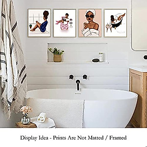 Quzenu African American Wall Art Black Woman Canvas Prints Pictures Room Decor for Women Black Girl Wall Decor African Art for Bathroom Decor