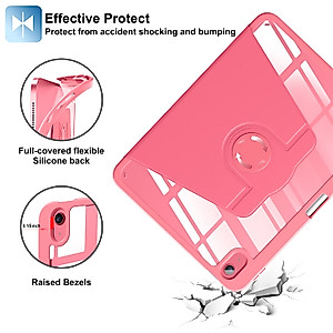 Supveco Case for iPad 10th Generation 2022 with Pencil Holder-(360 Degree Rotation & Auto Wake/Sleep), Premium Folio Stand Case with Flexible Viewing Angles for Apple iPad 10.9 Inch 2022-Watermelon