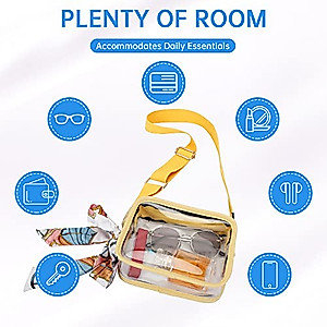 MAXWISE Clear Crossbody Bag, Stadium Approved Clear Purse Bag for Concerts Sports Event(Light Yellow)
