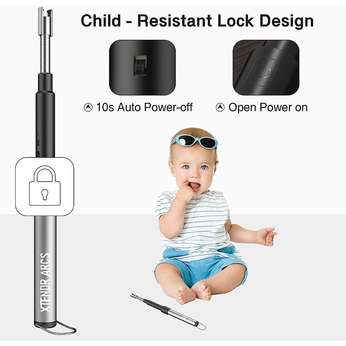 XTENDR ARCS V2 Extendable 2.5 Feet Arc Extra Long Flameless Fireplace Stove Electric Candle Lighter for Pilot Light, Grilling, Firepit, Kitchen, BBQ (Black)