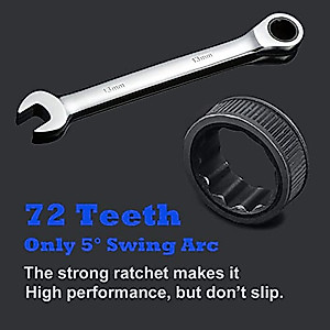 Qnkaa Ratchet Wrench Set Metric Spanner Kit 12 Piece 8-19mm, Roll Bag Packed, Perfect for Home, Bike, and Car Repair