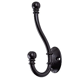 UNIQANTIQ HARDWARE SUPPLY Double Prong Dark Oil Rubbed Bronze Finished Hat and Coat Hook with Ball Ends | Wall, Hall Tree, Rack Mount Vintage Coat Hooks for Hanging Garment | DL-P2669-OB (5)