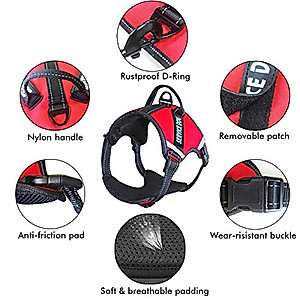 LMOBXEVL Service Dog Harness,No-Pull Dog Harness with Handle Adjustable Reflective Pet Dog in Training Vest Harness,Easy Control for Small Medium Large Breed Outdoor Walking Hiking