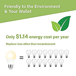 Sigalux LED Light Bulbs 60 Watt Equivalent A19 Standard Light Bulbs 2700K, Non-Dimmable Energy Efficient 9.5W LED Soft White Light Bulb with E26 Medium Base, 800 Lumens, UL Listed, 4 Pack