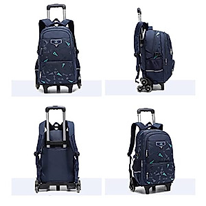 MITOWERMI Rolling Backpack for Boys Girls Trolley Bag with Wheels Roller Backpack for Kids Wheeled Middle School Bookbags
