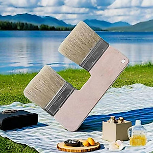 Double Paint Brush, 3-Inch Double Head Painting Brush, Bristle Art Flat Texture Brush, Art Wall Painting Tools Bristle, U Shaped Double Paint Brush (1pcs)