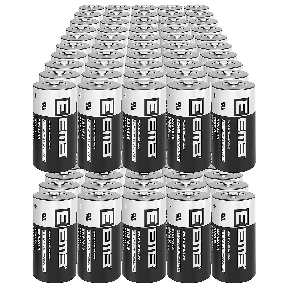 EEMB 100Pack ER34615 D Cell Batteries 3.6V Lithium Battery 19Ah Li-SOCL₂ Non-Rechargeable Battery LS-33600 SB-D02 XL-205F for CNC Machine Tool, Injection Molding Machine,Printing Machine,Meter,Clock