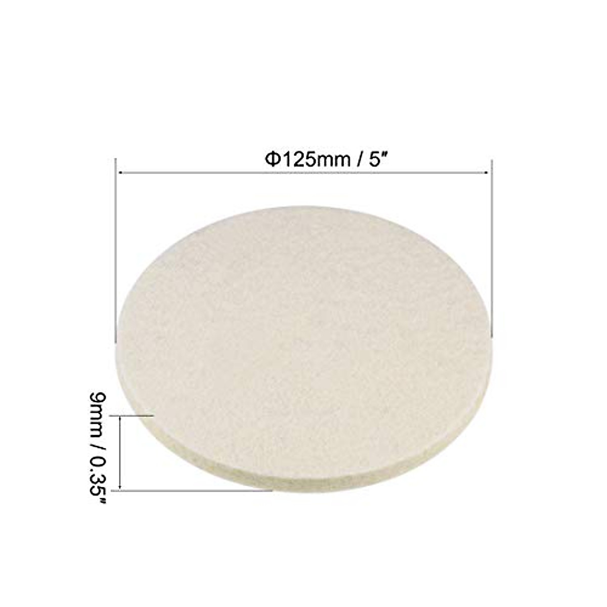 uxcell 5 Inch Wool Felt Polishing Pad, Buffing Wheel Polish Pad, Flocking Hook & Loop Back for Random Orbital Sander 2pcs