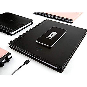 TUL Wireless Charging Discbound Notebook, Leather Cover, Letter Size, Black