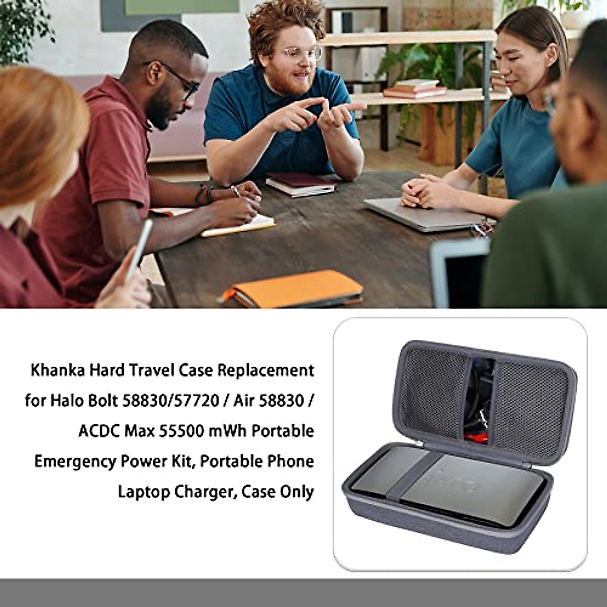 khanka Hard Travel Case Replacement for Halo Bolt 58830/57720 / Air 58830 / ACDC Max 55500 mWh Portable Emergency Power Kit, Portable Phone Laptop Charger, Case Only (Grey)