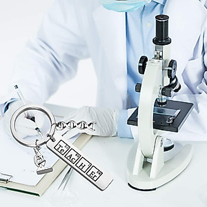 CHOROY Chemistry Teacher Keychain Gift Microscope DNA Keychain Science Teacher Jewelry Laboratory Gift Periodic Table Gift (Chemistry Teacher Keychain)