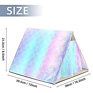Mermaid Sea-Maid Scale, Guinea Pig Bed Washable Small Animal Hideout, Hamster Cage Accessories for Gerbils Chipmunks Squirrels Hedgehogs Guinea Pigs