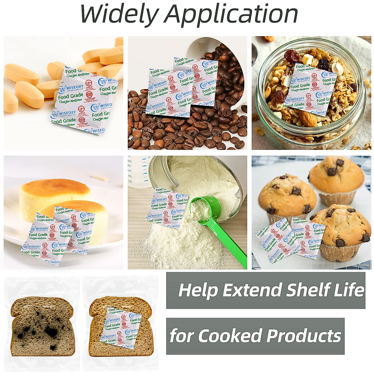 Wisesorb Oxygen Absorbers for Food Storage 300CC 100 Packets, Food Grade Oxygen Absorbers, O2 Absorbers Food Grade for Food Storage