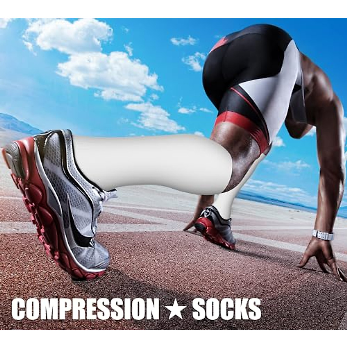 CHARMKING 3 Pairs Open Toe Compression Socks for Women & Men Circulation 15-20 mmHg is Best for All Day Wear Running Nurse (03 Black/White/Grey, L/XL)