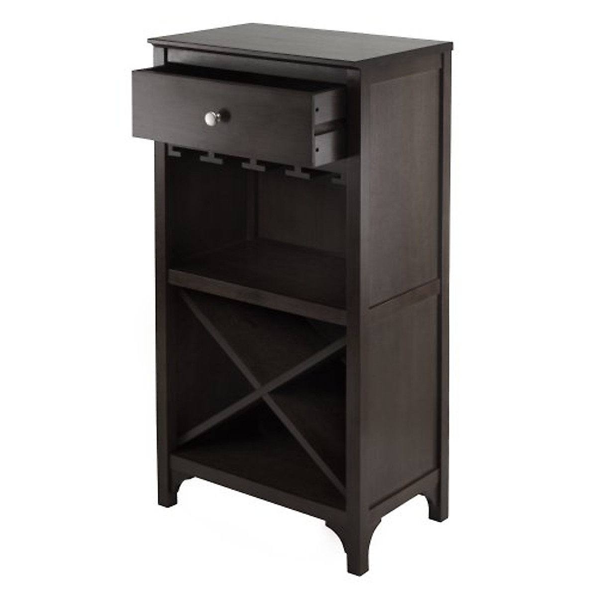 Winsome Ancona X Shelf Modular Wine Cabinet With 1-Drawer, Glass Rack, Dark Espresso (92745)