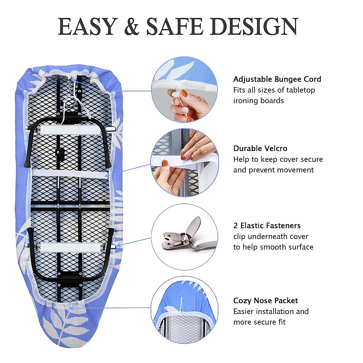 SheeChung 12.5 x 32 Inch Mini Ironing Board Cover - with 100% Cotton Iron Cover and Extra Thick Pad,Resists Scorching and Staining,Fits for Small Tabletop Ironing Board (Ironing Board Not Included)