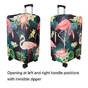 WUJIAONIAO Travel Luggage Cover Baggage Suitcase Protector Fit for 18-32 Inch Luggage (S (for 18-20 inch luggage), Flower flamingo)