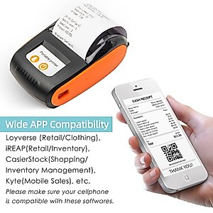 Sunydog Portable Receipt Printer,58mm Mini Thermal Printing Wireless BT USB Mobile Printer with 2 Inch Thermal Paper Roll Compatible with Android/iOS/Windows System for Small Business Restaurant