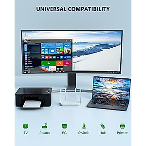 Ethernet Splitter, Gigabit RJ45 Ethernet Splitter 1 to 2, 1000Mbps Network Extension Connector with USB Power Cable, 8P8C Extender Plug for Cat5/5e/6/7/8 Cable (2 Devices Simultaneous Networking)