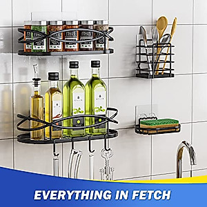 Bunoxea Shower Caddy, Shower shelves 4-Pack,Adhesive Shower Organizer Shelves，Large Capacity，Rustproof Shower Caddy Basket Shelf，Shower Shelf for Bathroom & Kitchen Storage(Matte Black)