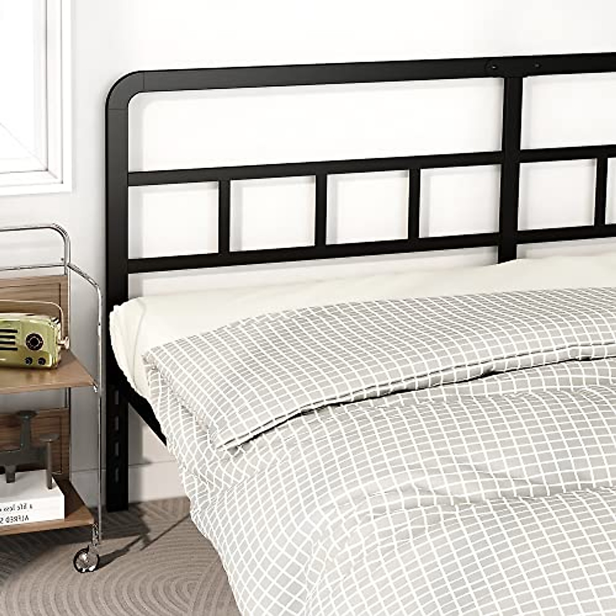 DiaOutro Metal Platform King Bed Frame with Headboard, 14 Inch No Box Spring Needed Heavy Duty Steel Slat Mattress Foundation/Easy Assembly/Noise Free/Black