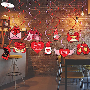 Valentines Day Decoration Kit 2pcs Valentines Day Banner 14pcs Hanging Swirls Valentines Day Decor for Valentine's Day Supplies Wedding Party Decorations