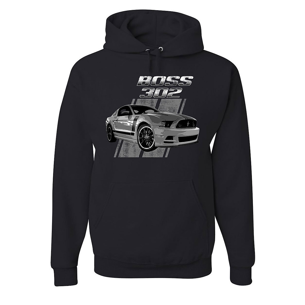 Tee Hunt Ford Mustang Boss 302 Hoodie 50 Years Anniversary Muscle Car Sweatshirt Black X-Large