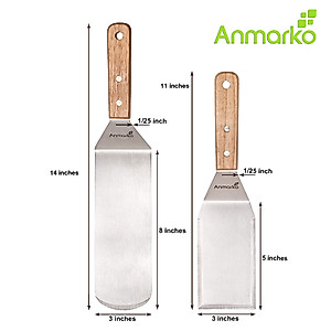 Professional Metal Spatula Set - Stainless Steel Spatula and Griddle Scraper - Heavy Spatula Griddle Accessories Great for Cast Iron Griddle BBQ Flat Top Grill - Commercial Grade