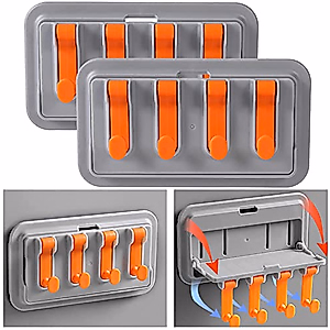 QIYUGE 2PCS Foldable Hook Shelf - Wall Mounted Multifunctional Rack Caddy Organizer Phone Holder for Bathroom Kitchen Bedroom Porch Living Room