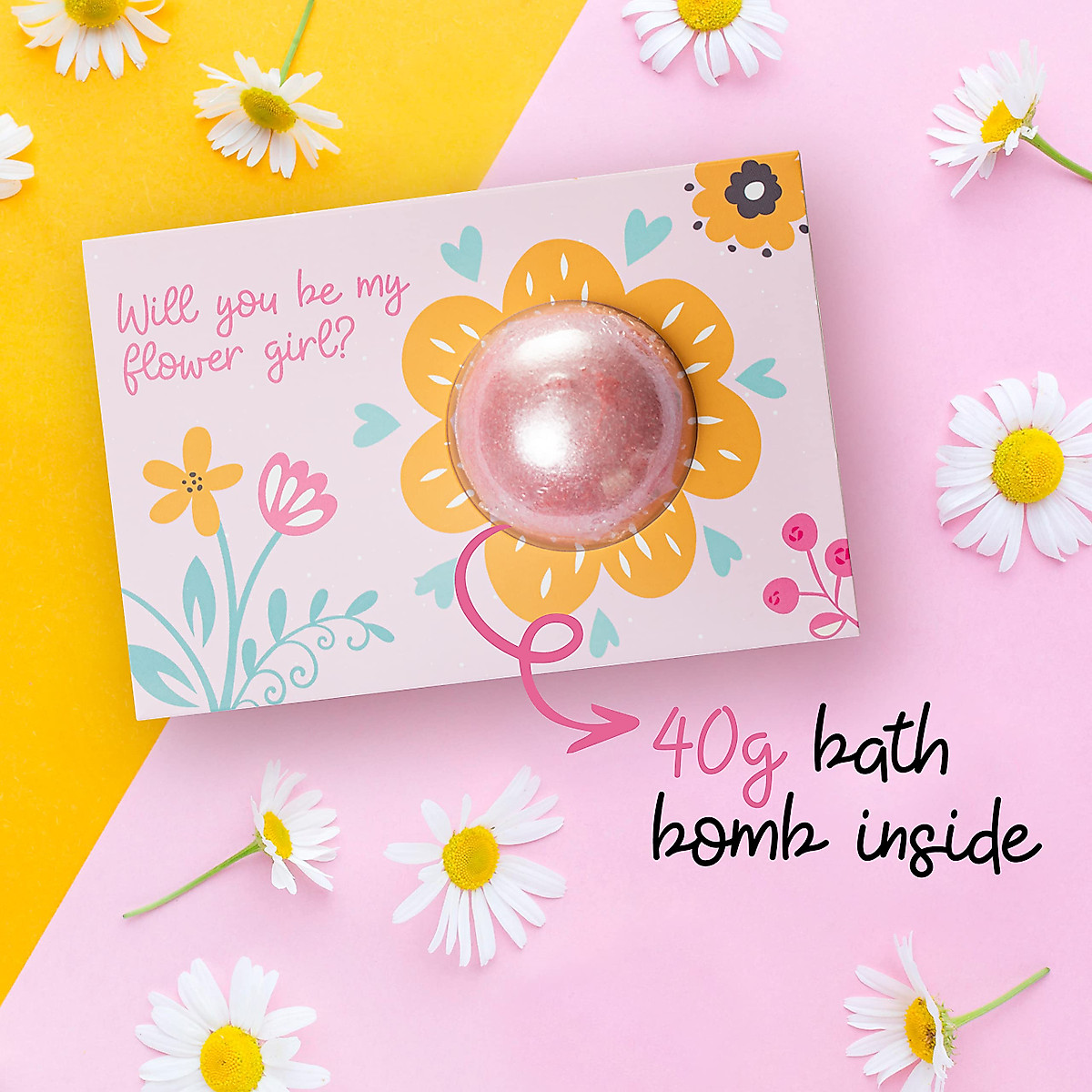 Pop Fizz Designs Flower Girl Proposal Card with Bath Bombs [2 Pack]- Flower Girl Gift, Flower Girl Cards, Flower Girl Gifts From Bride, Flower Girl Proposal Box Gifts