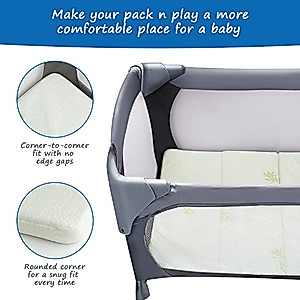 Bamboo Pack n Play Mattresses Trifold, 38"x26" Cooling Pack and Play Mattress Pad, Playard Mattress for Pack and Play with Ultra Soft Bamboo Cover, Waterproof Baby Folding Mini Crib Mattresses
