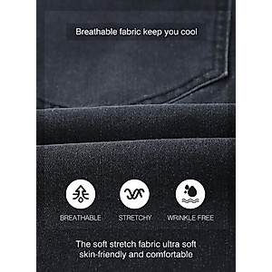 JMIERR Mens Shorts Casual Denim Stretch Slim Fit Washed Distressed Rolled Ripped Jean Shorts for Men US 36(L) Model B Black