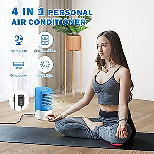 IMIKEYA Personal Air Conditioner: 3 in 1 Portable Air Conditioner Fan, Evaporative AC Mini Air Conditioner Humidifier With 3 Speeds Air Cooler Desk Misting Cooling Fan for Room Office Home 7 LED Light