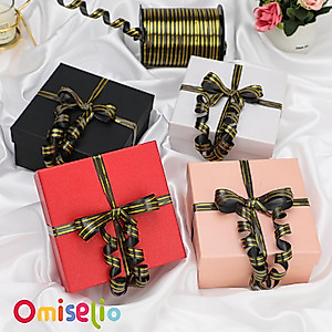 OMISELIO Black and Gold Ribbon, Black Ribbon, Curling Ribbon, Shiny Curling Ribbon for Gift Wrapping, Balloon Ribbon, Balloon String, Curly Ribbon for Halloween, Graduations, Christmas (219 Yard)