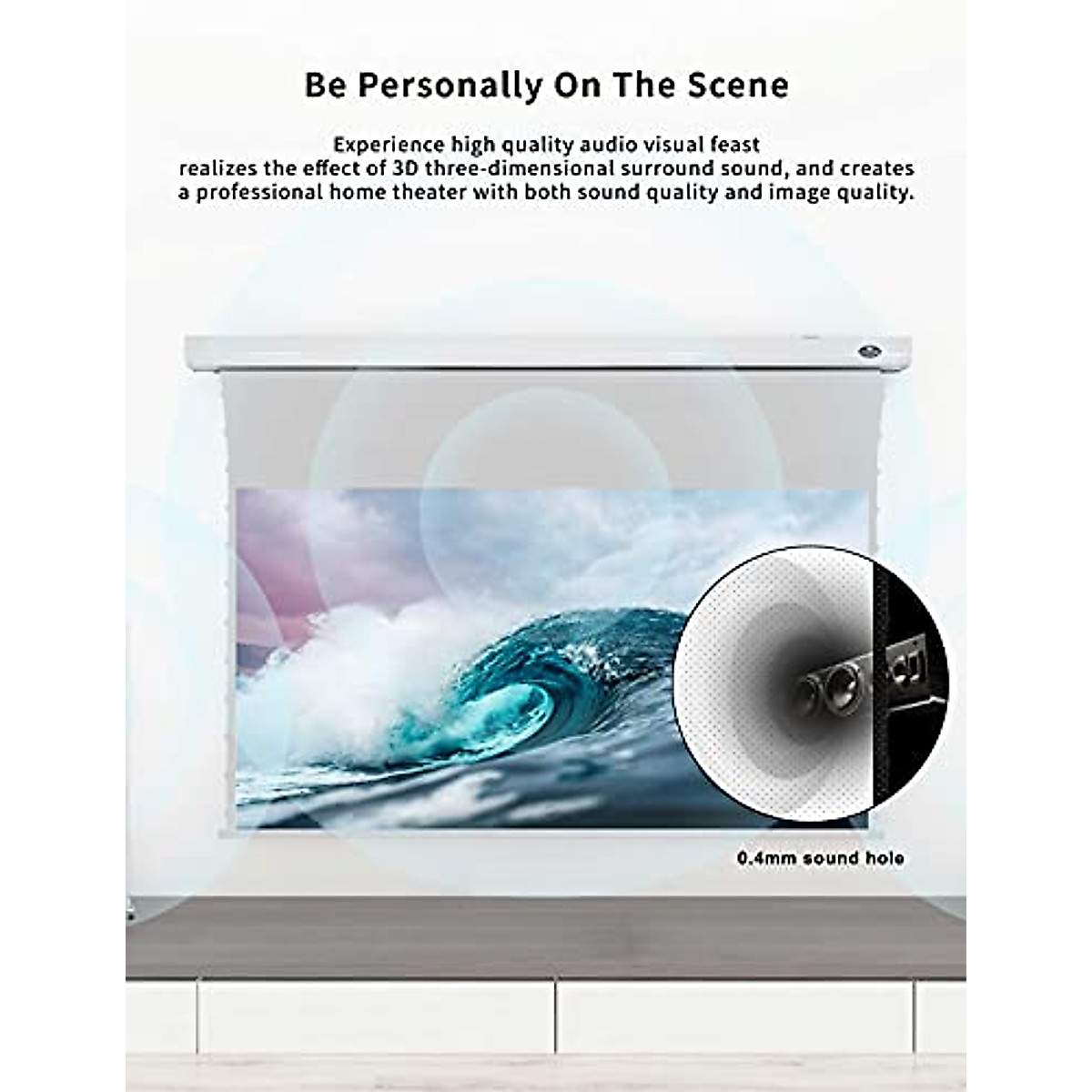 VIVIDSTORM-Slimline Motorized Tension Pull Down Screen Projector Perforated Transparent Acoustically All White Cinema,Compatible with Standard Projector,VMSLPWA120H