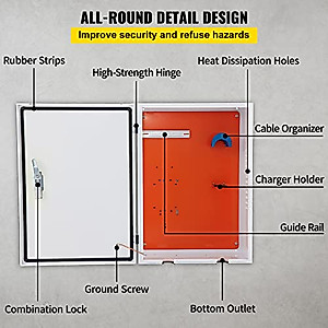 VEVOR Tesla Charger Station Box, 28'' x 20'' x 10'', Outdoor Cable Box Charging Box Cable Organizer, IP32 Waterproof Dustproof Cool Roll Steel Electrical Enclosure Box, for Tesla Wall Connector