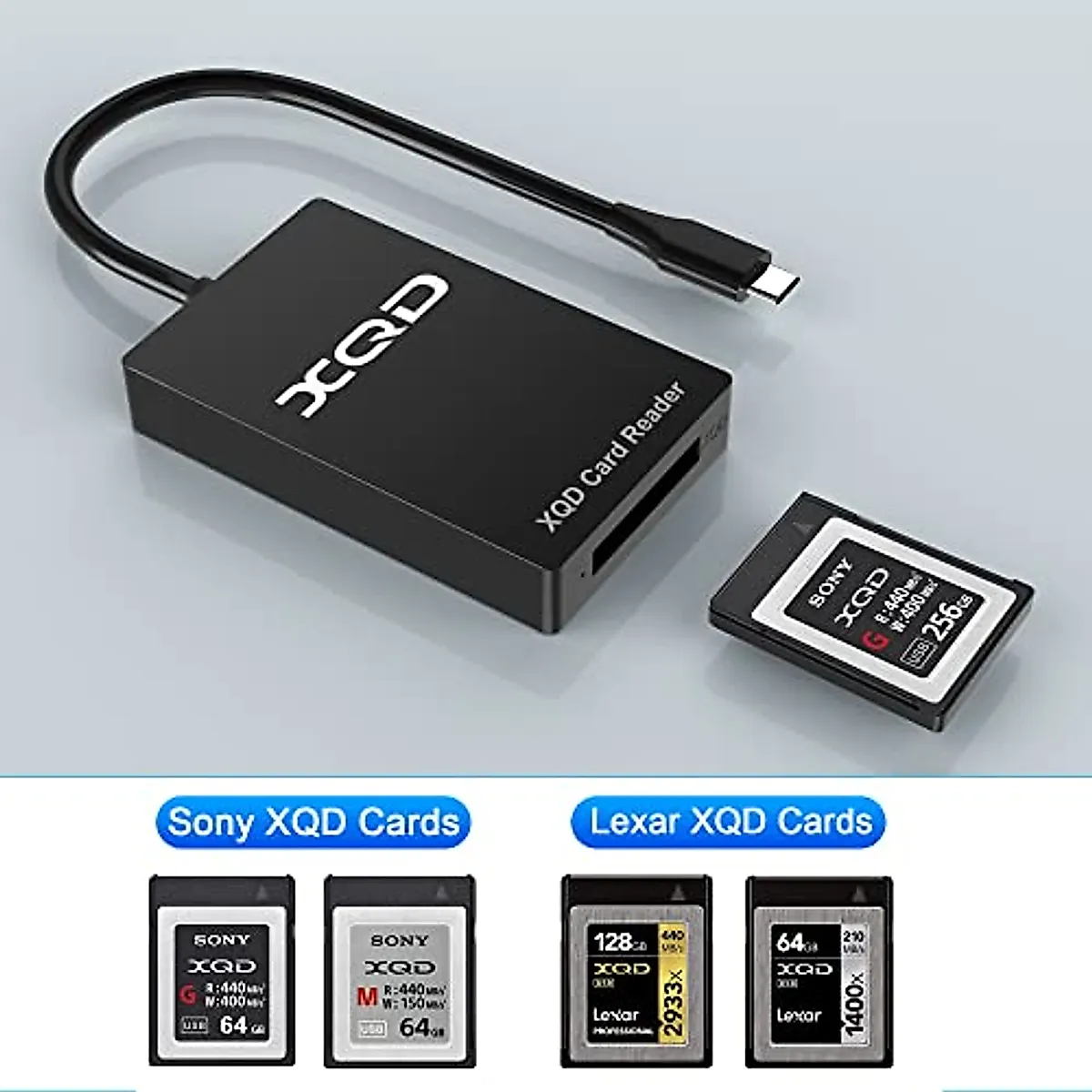 USB C XQD Card Reader, 5Gbps Type C XQD Memory Card Reader Compatible with Sony G/M Series USB Mark XQD Card, Lexar 2933x/1400x USB Mark XQD Card for Android/Windows/Mac OS/Linux/iPhone 16 15
