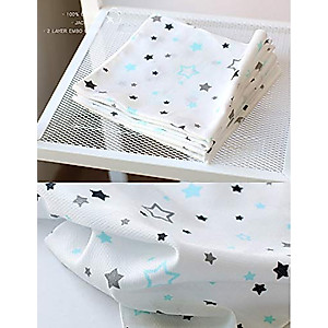 Angel-in-Moms [15 Packs] Natural Cotton 100% Soft Muslin Jacquard Embossed Gauze Handkerchief, Face Washcloth, Makeup Towel, Wide 14 x 14 inch, Scandinavian Pattern Bath Towel(Iceland Star Blue)