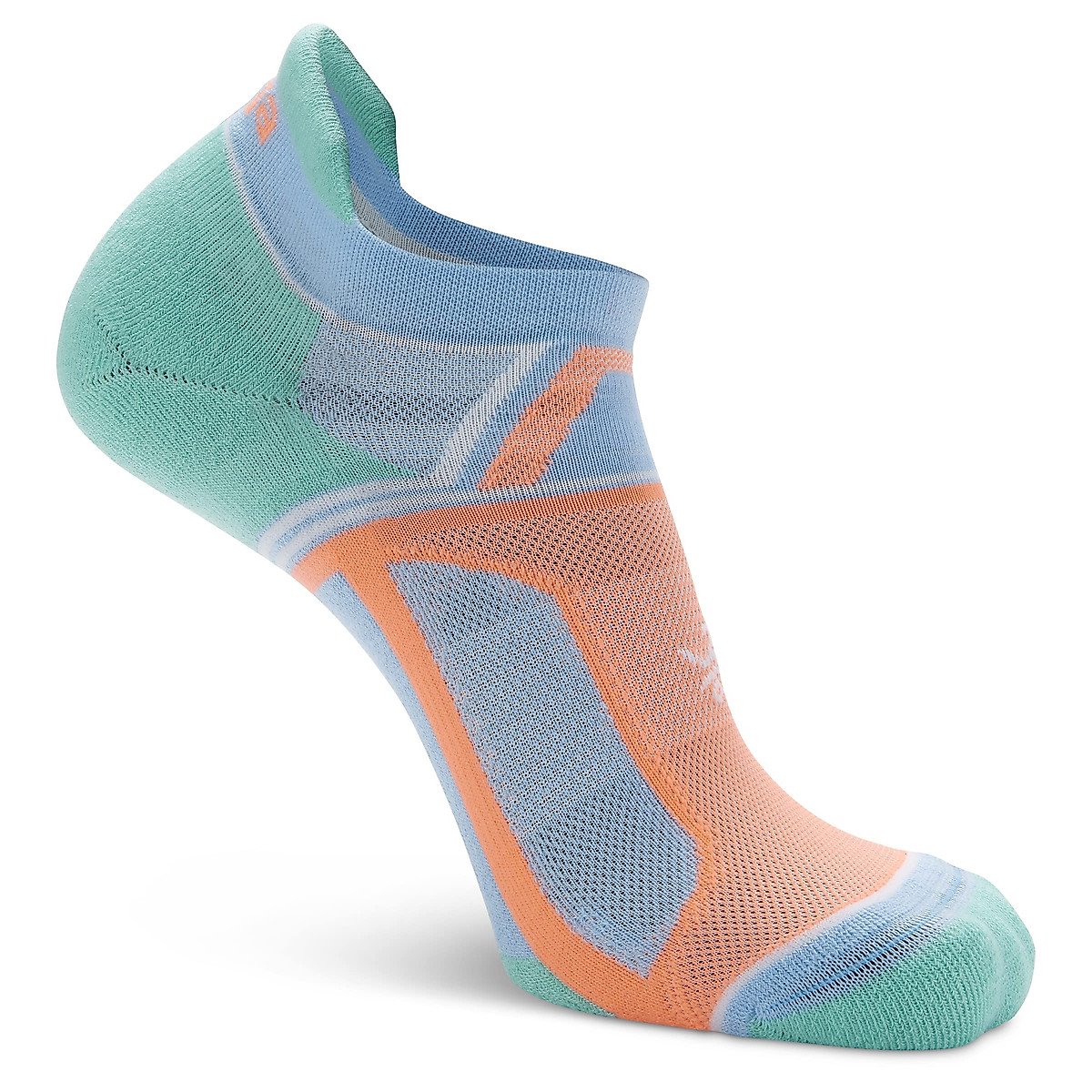 Balega Hidden Contour Upcycled Impact Resistance / Cushioning Performance No Show Athletic Running Socks for Men and Women (1 Pair) Aqua/Peach, Small