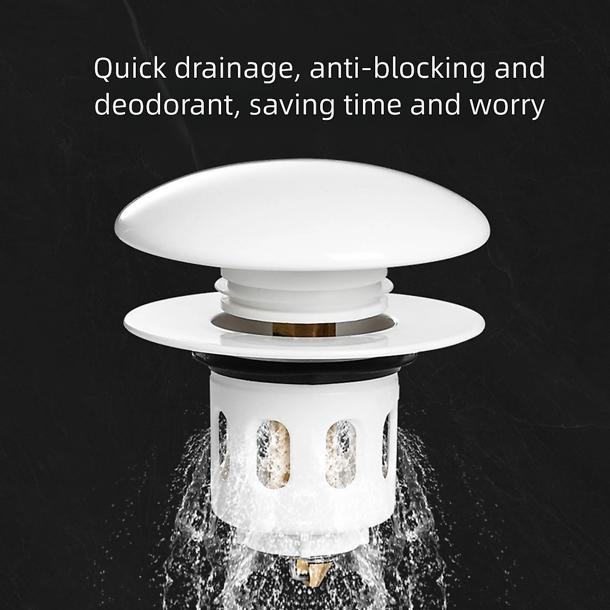 IEKK Universal 2 in 1 Pop Up Bathroom Sink Drain Hair Stopper with Anti-Clogging Filter Basket Bathtub Drain Hair Catcher and 2PCS Ceramic Push-on Stopper for 1.33"-1.57"(34-40mm) Basin Drain Hole