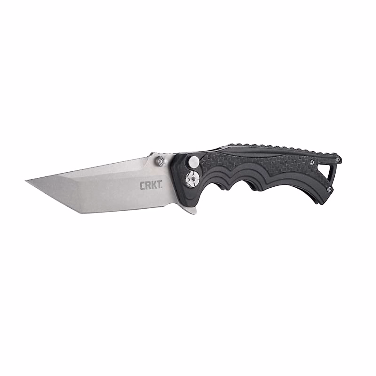 Columbia River Knife & Tool BT Fighter EDC Folding Pocket Knife: Everyday Carry, Tanto Blade with Stonewash Finish, Button Lock, Glass Reinforced Fiber Handle, Deep Carry Pocket Clip 5225